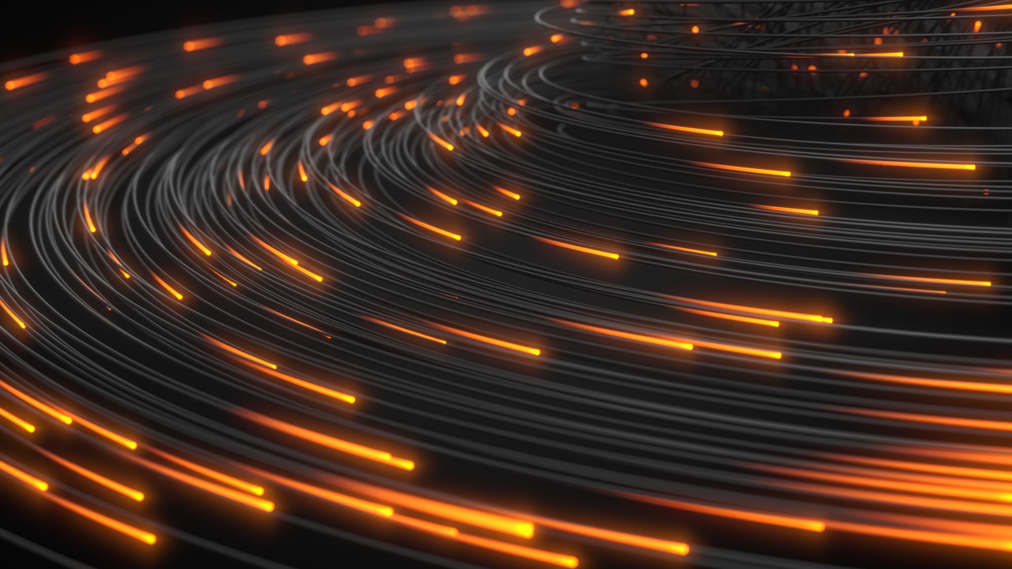 black strings with glowing heads in dark. 3d illustration - Portfolio Boss