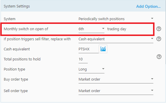 Monthly Switch on Open - Portfolio Boss