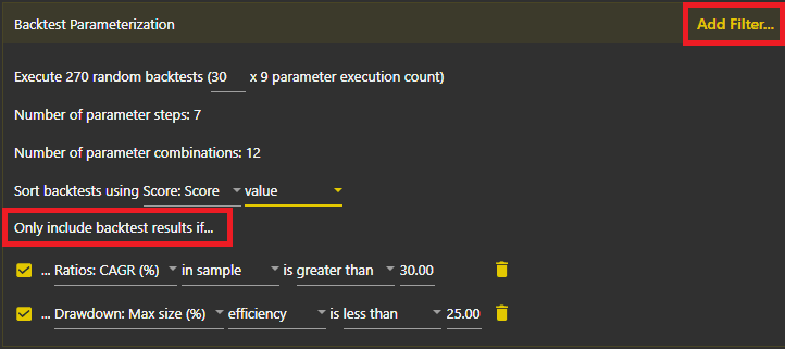 Add Filters On Backtest Parameterization Portfolio Boss