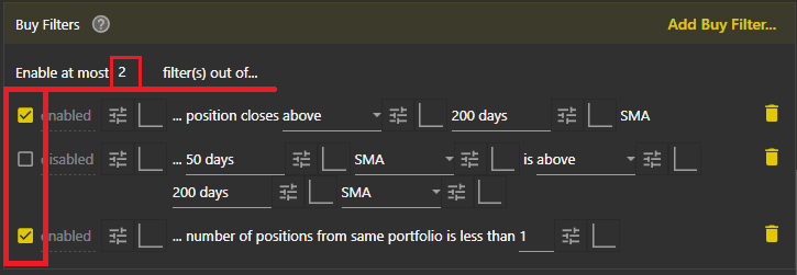 Enable at Most N Filters - Portfolio Boss