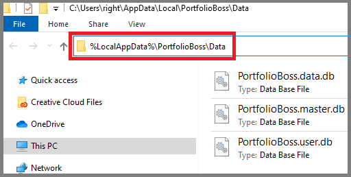 PB Appdata folder address 777 - Portfolio Boss