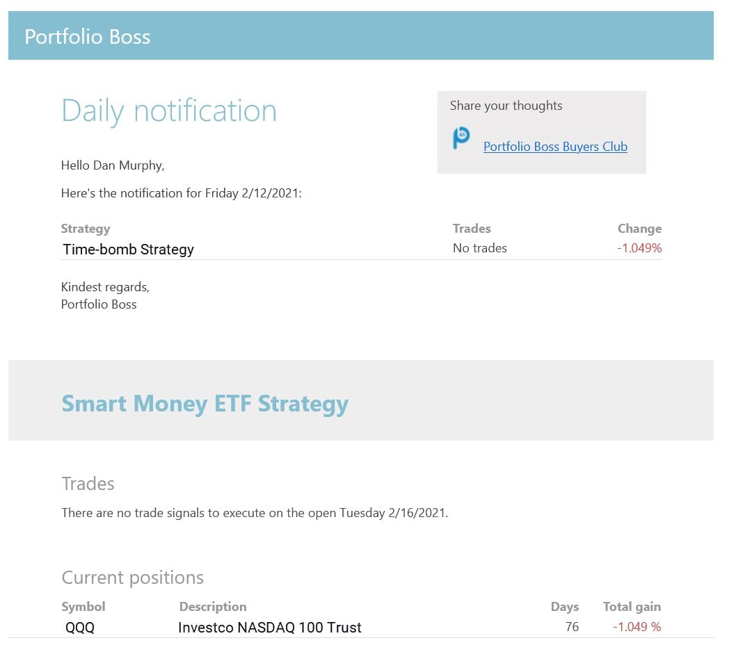 timebomb email - Portfolio Boss